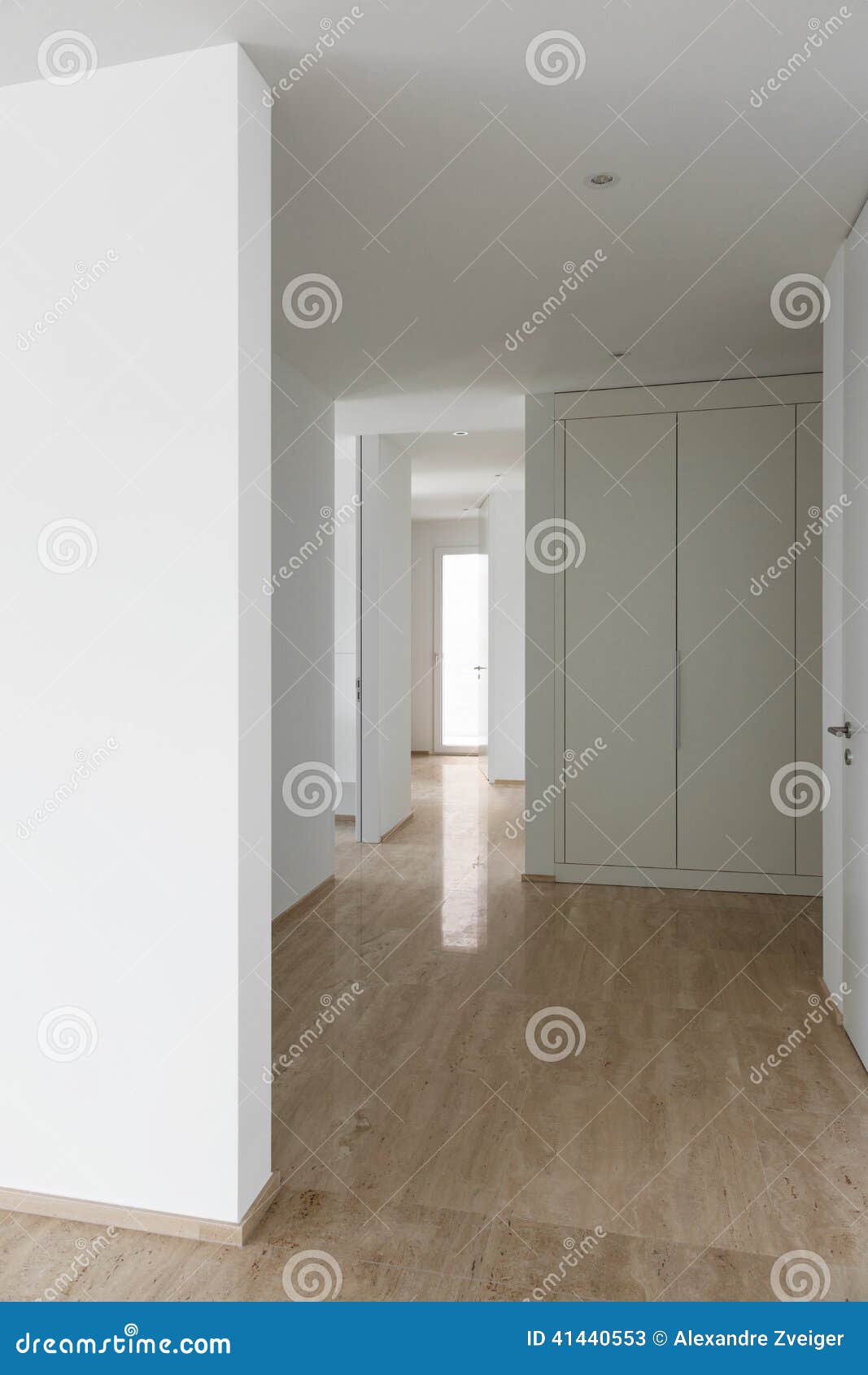 Modern house, passage view stock image. Image of space - 41440553