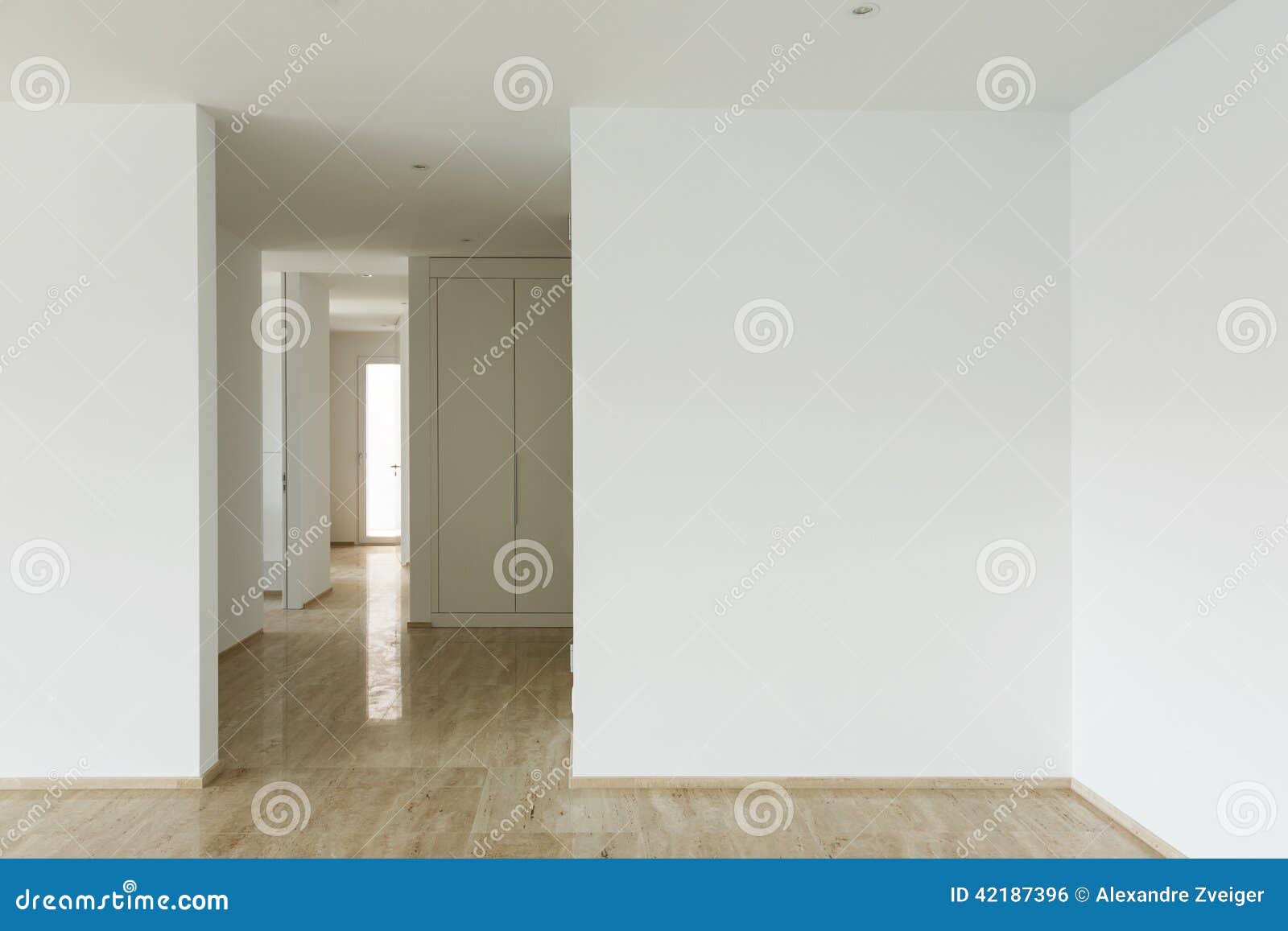 Modern house, passage view stock photo. Image of apartment - 42187396
