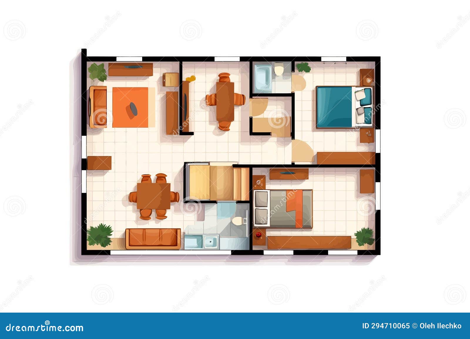 Modern House Plan Top View Vector Flat Isolated Vector Style ...