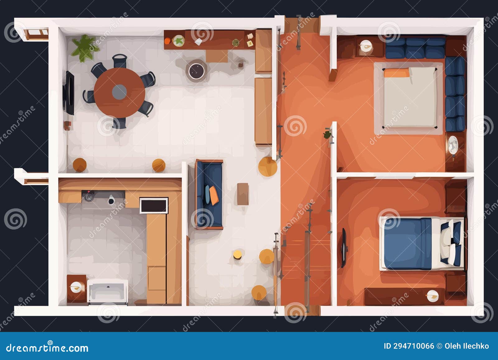 Modern House Plan Top View Vector Flat Isolated Vector Style ...