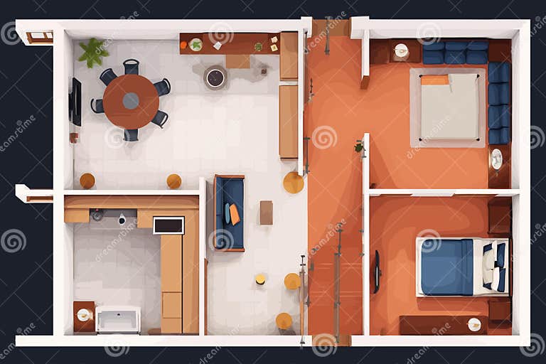 Modern House Plan Top View Vector Flat Isolated Vector Style ...