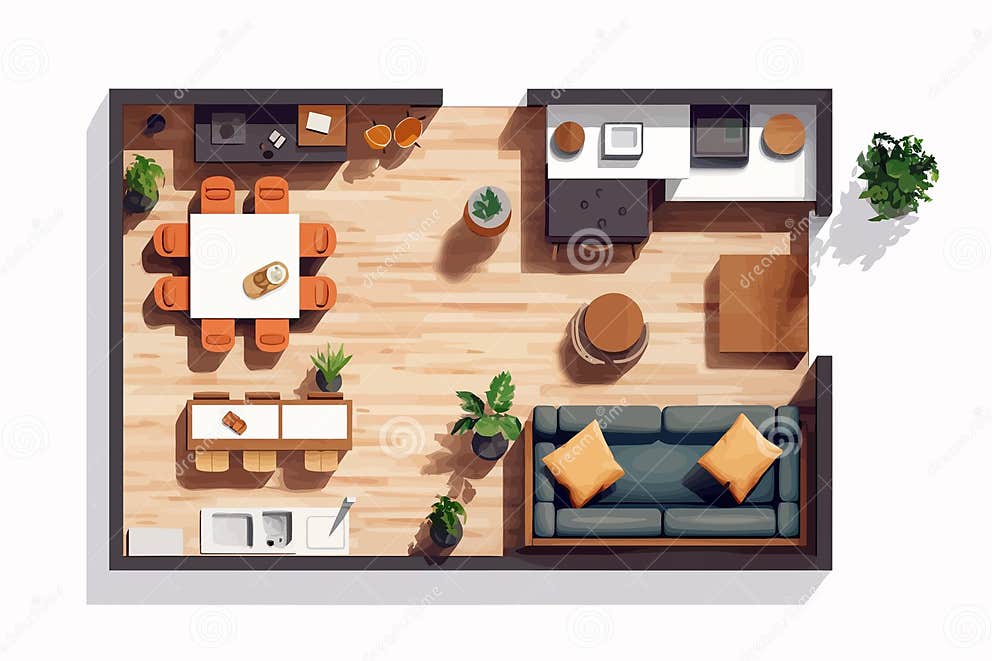 Modern House Plan Top View Vector Flat Isolated Vector Style ...