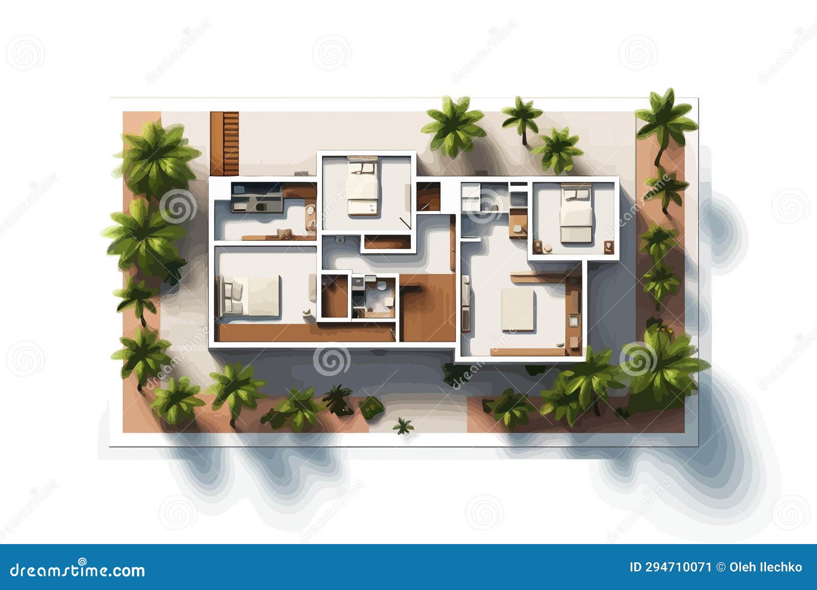 Modern House Plan Top View Vector Flat Isolated Vector Style ...