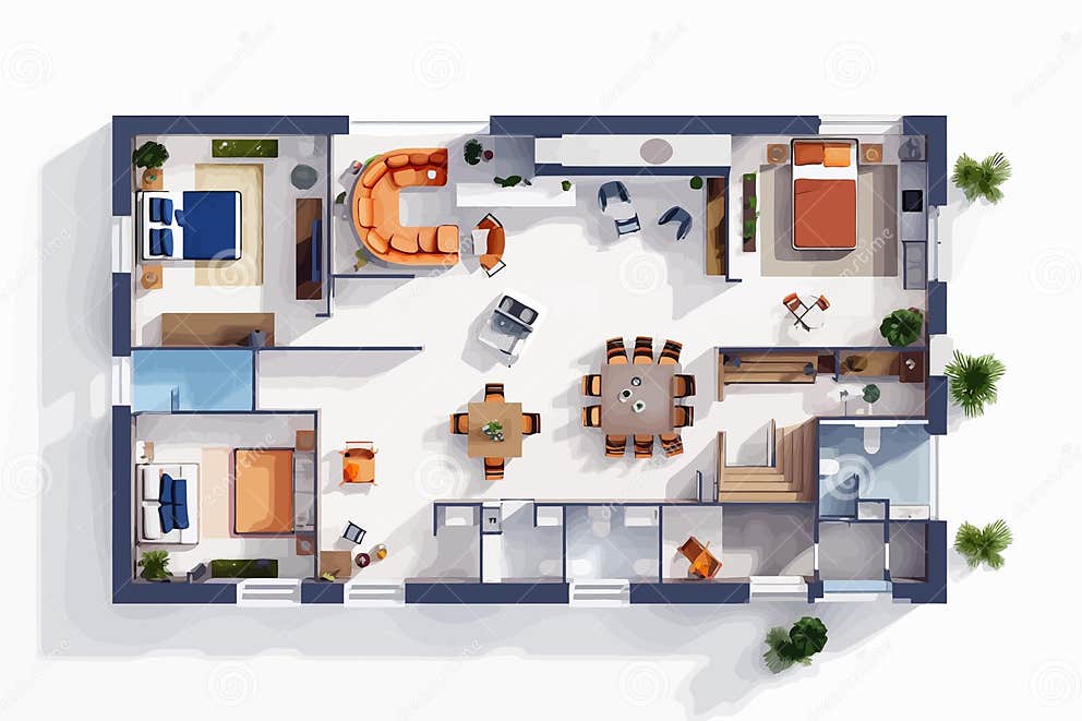 Modern House Plan Top View Vector Flat Isolated Vector Style ...