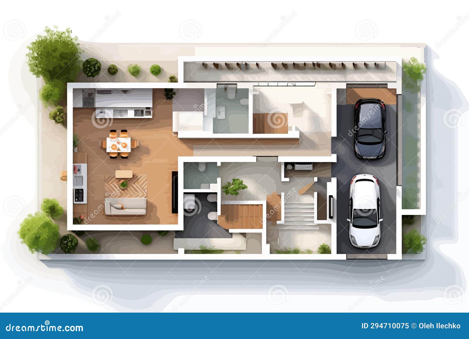 Modern House Plan Top View Vector Flat Isolated Vector Style ...