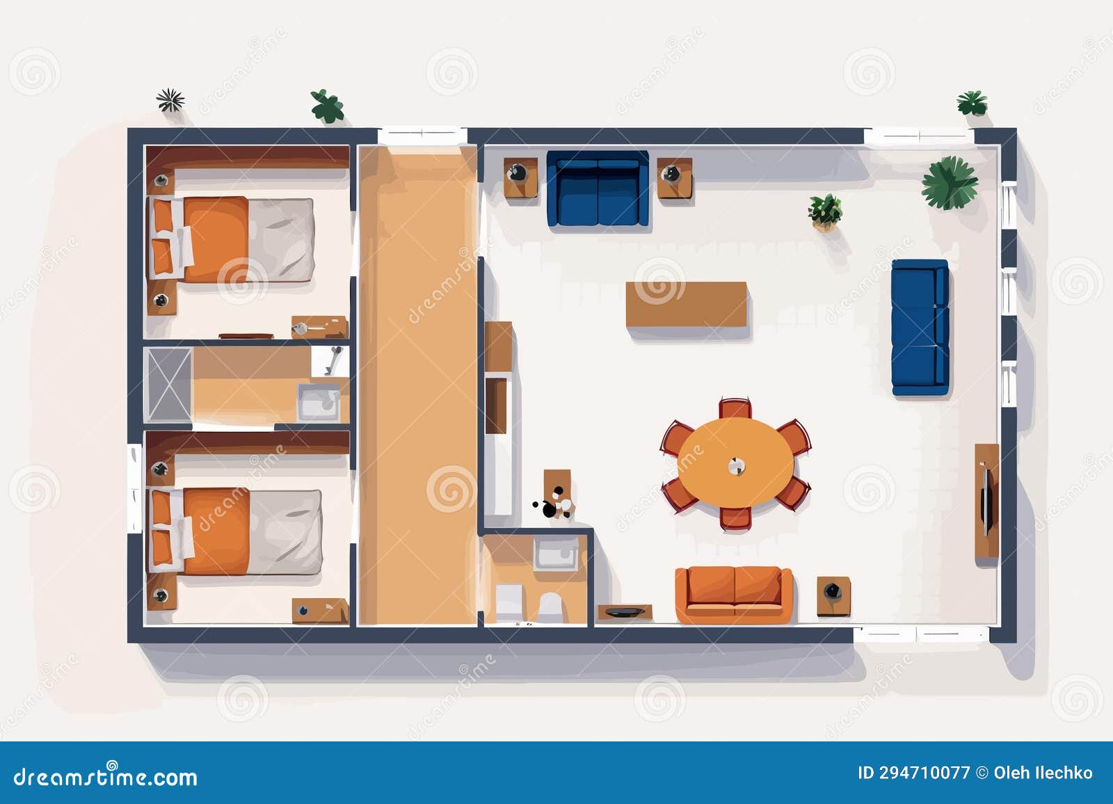 Modern House Plan Top View Vector Flat Isolated Vector Style ...
