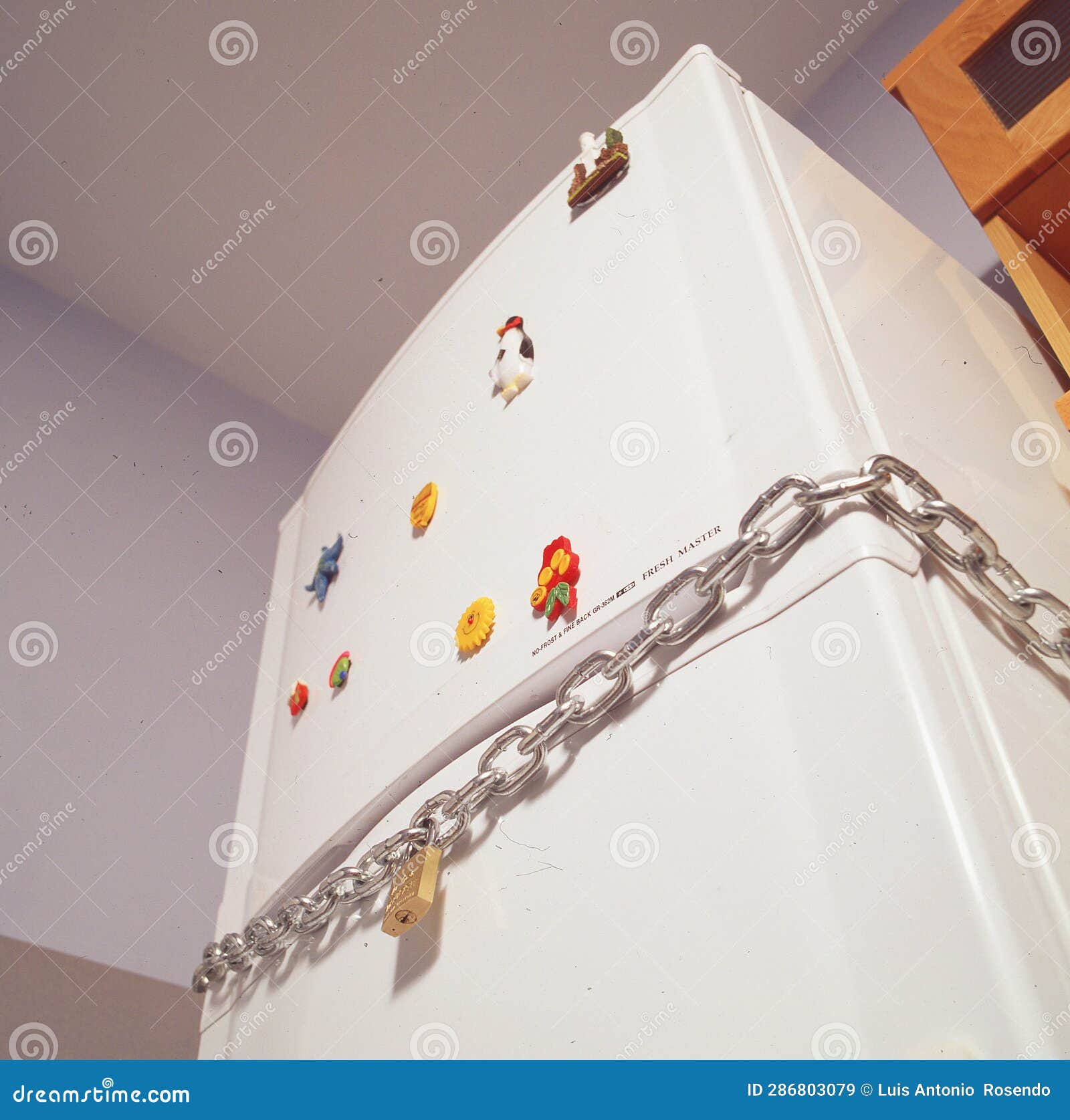 House with Refrigerator and Chain and Lock Food Care Stock Image ...