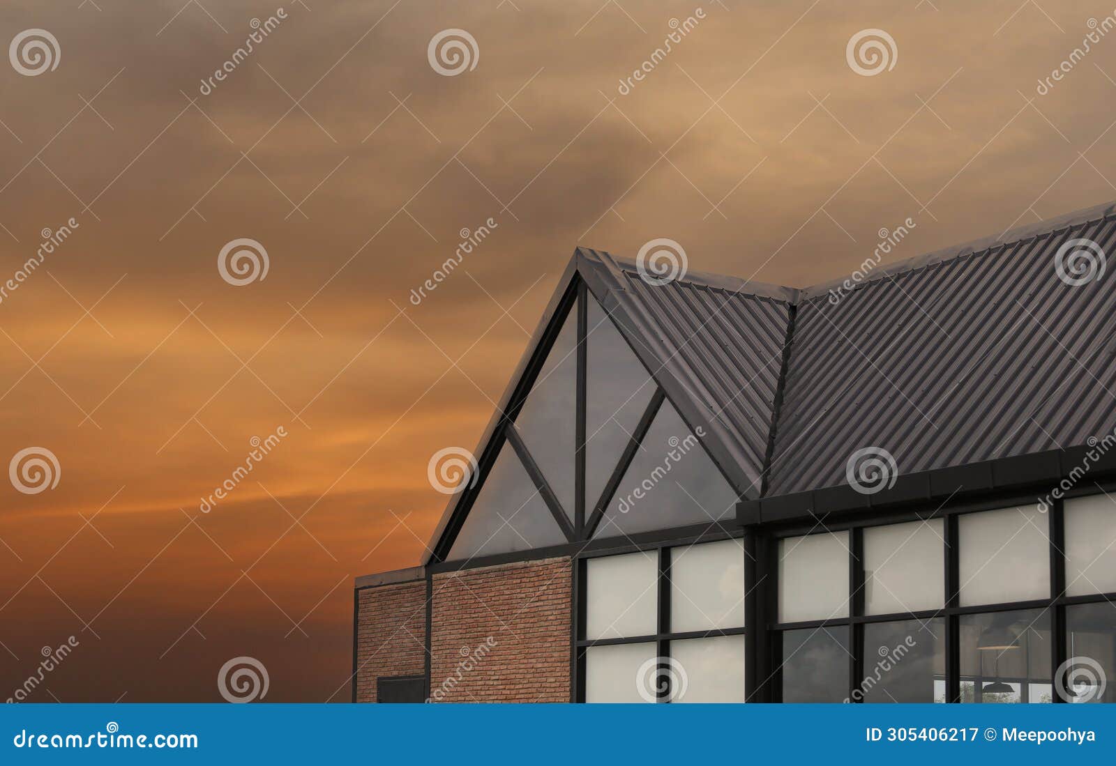 Modern House Roof on Sunset Sky Background Stock Image - Image of ...