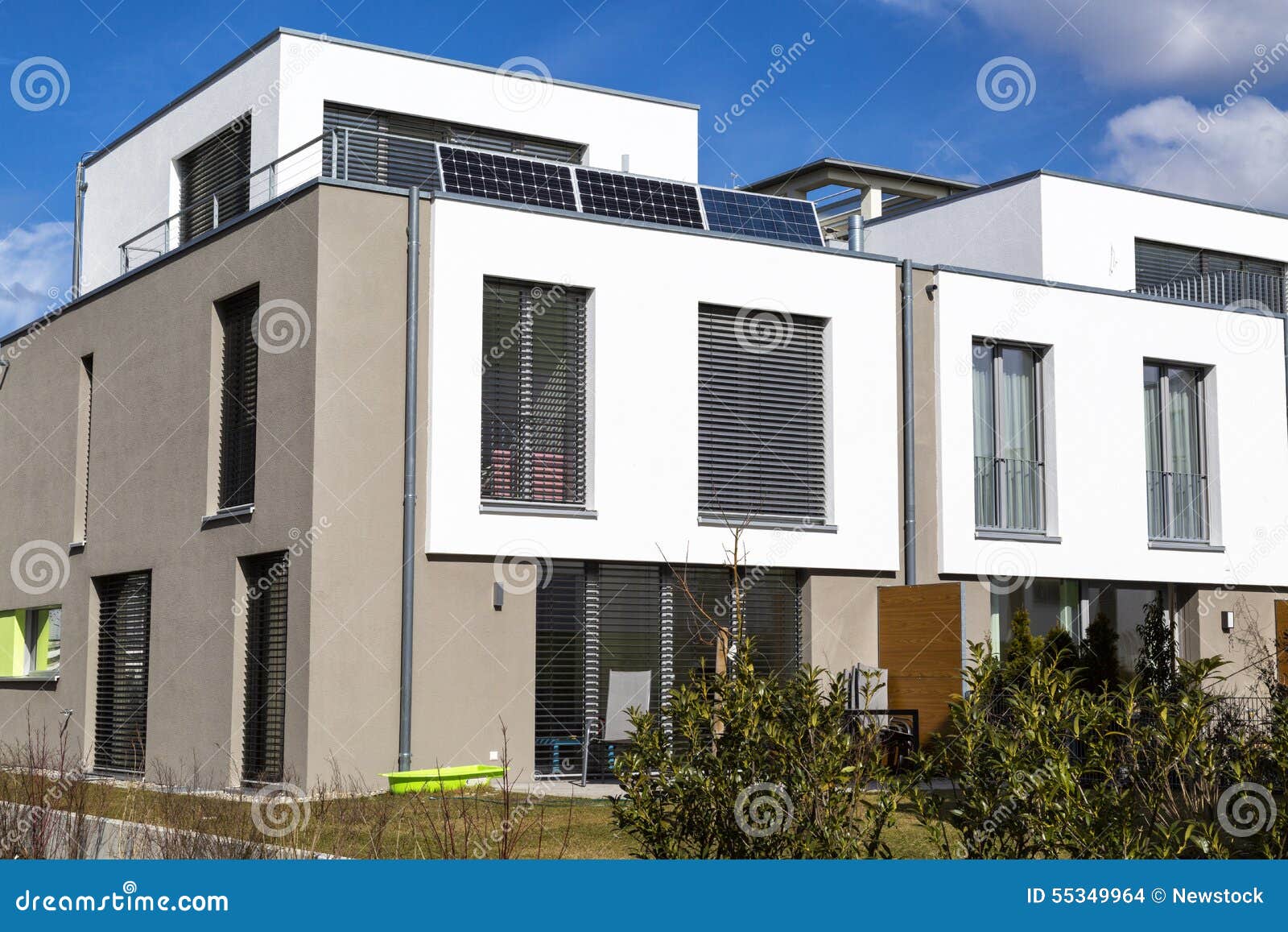 Modern House with Solar Panel Stock Photo - Image of project, house ...