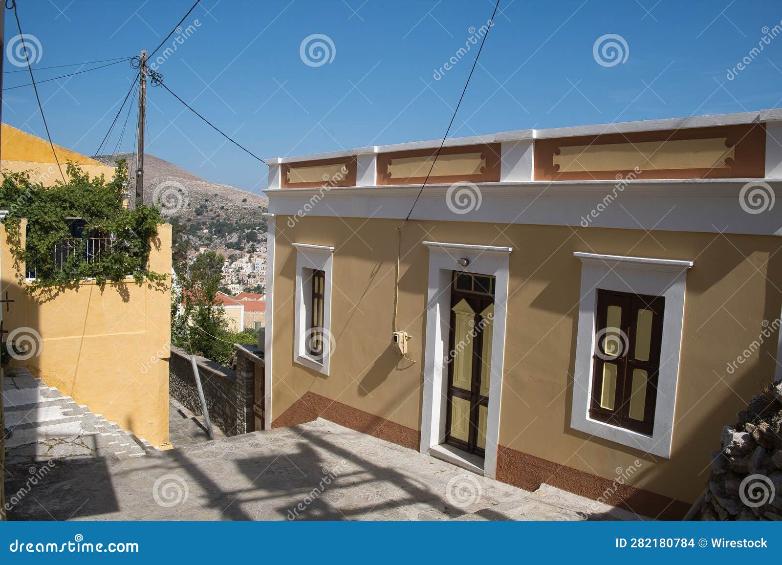Modern House in Symi Island, Greece Stock Photo - Image of summer ...