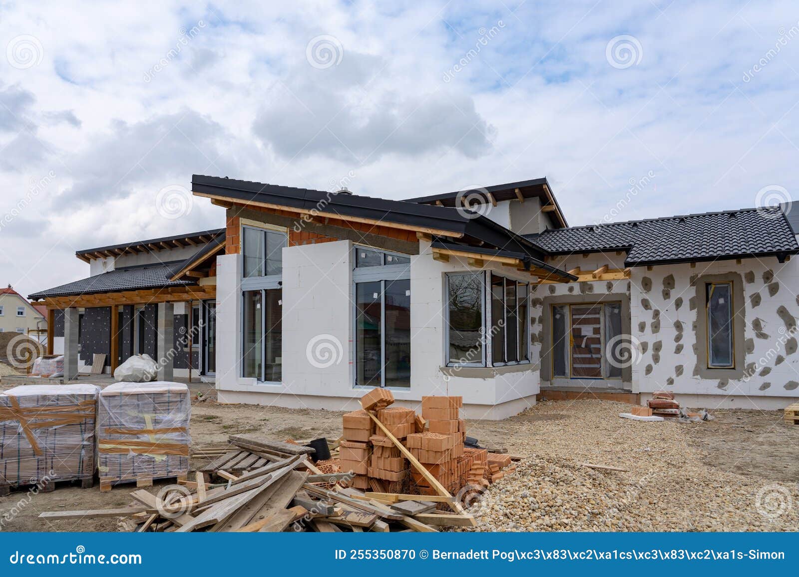 Modern House Under Construction with Polystyrene Insulation almost ...
