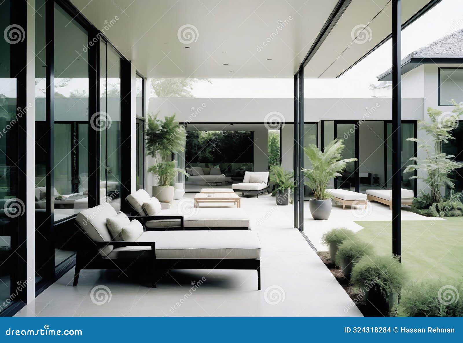 A Modern House Veranda of Style and Serenity Stock Illustration ...