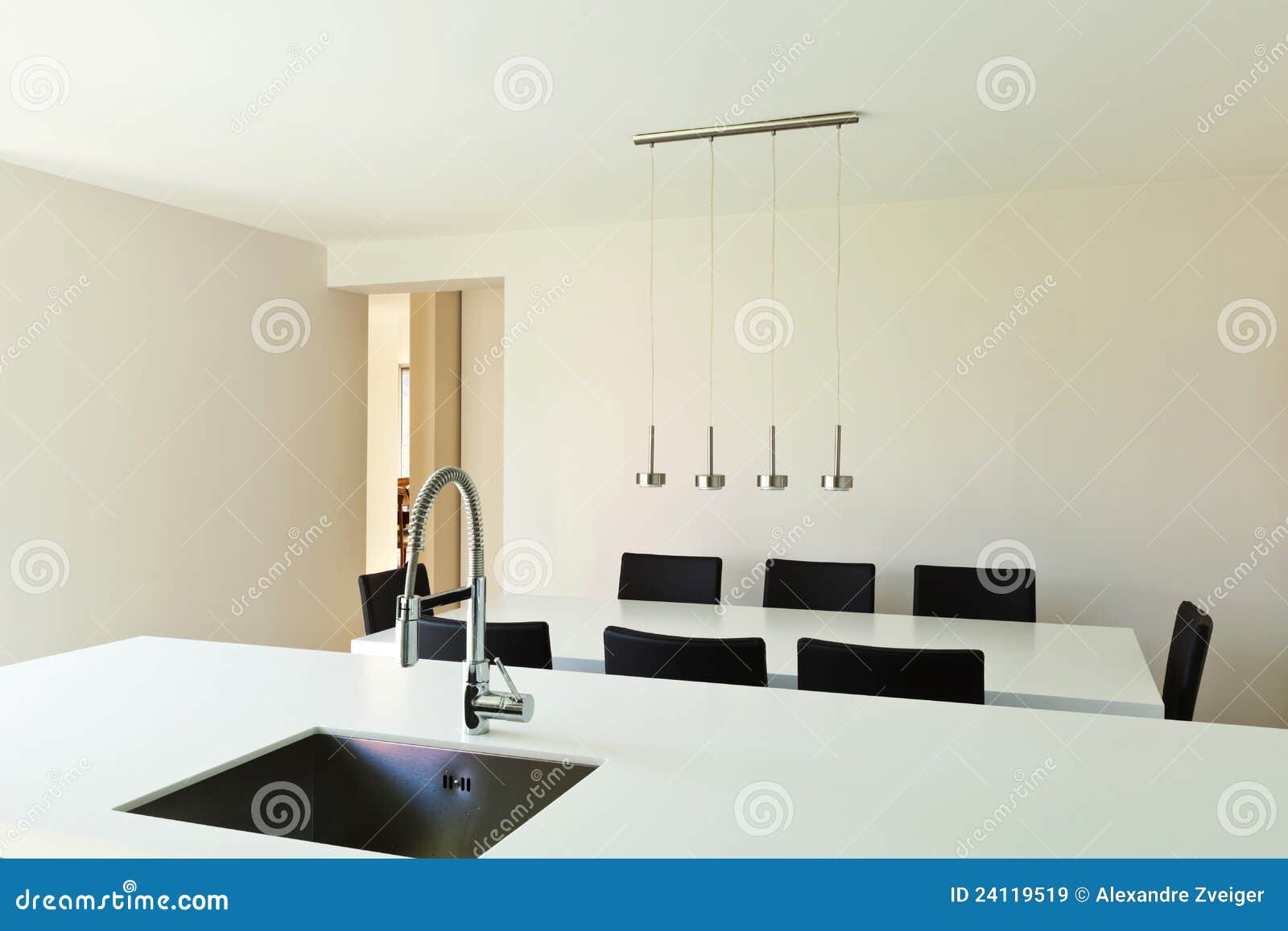 Modern House, View of Kitchen Stock Image - Image of housing ...