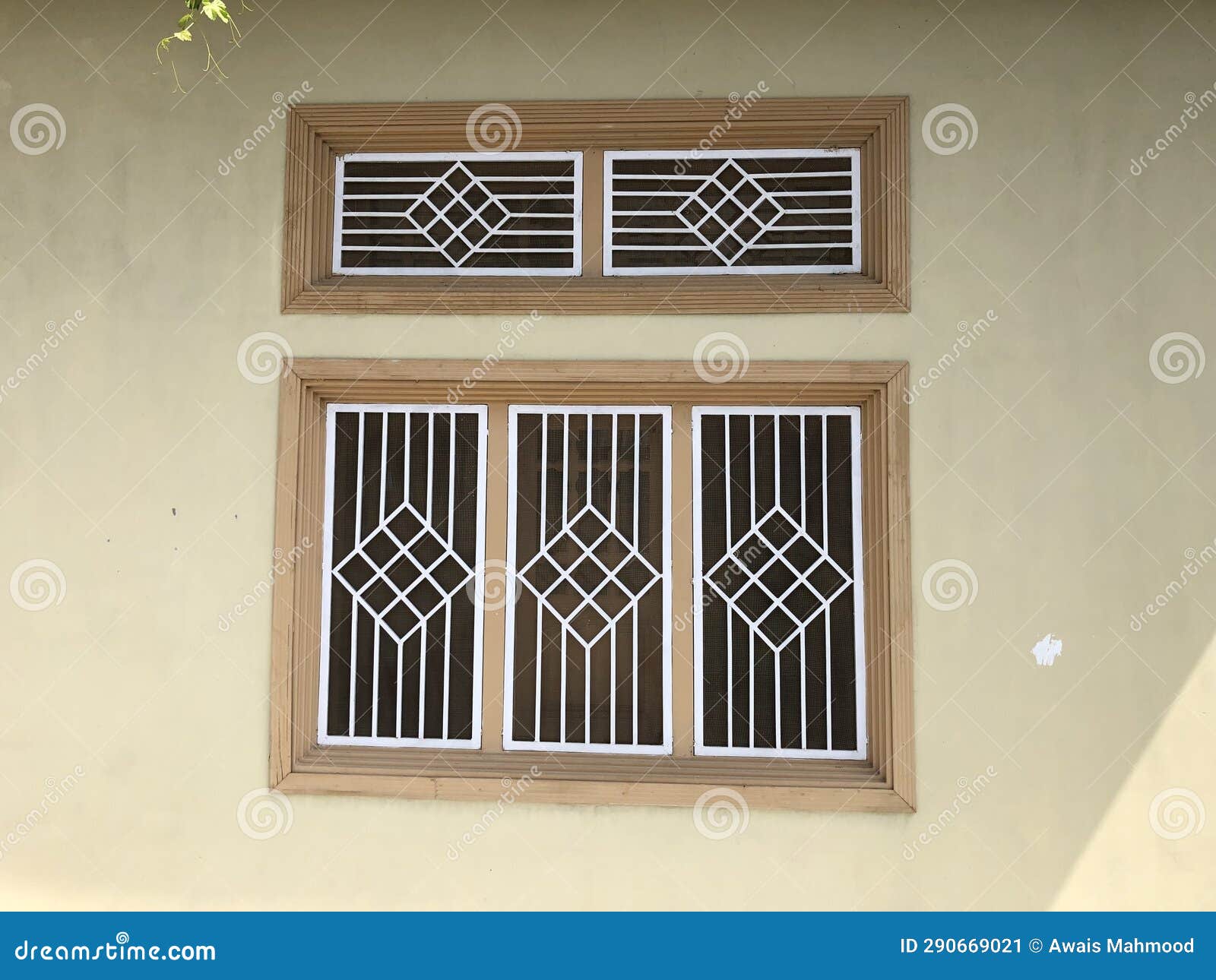 Modern House with a 3 Window Wallpaper Stock Image - Image of floor ...