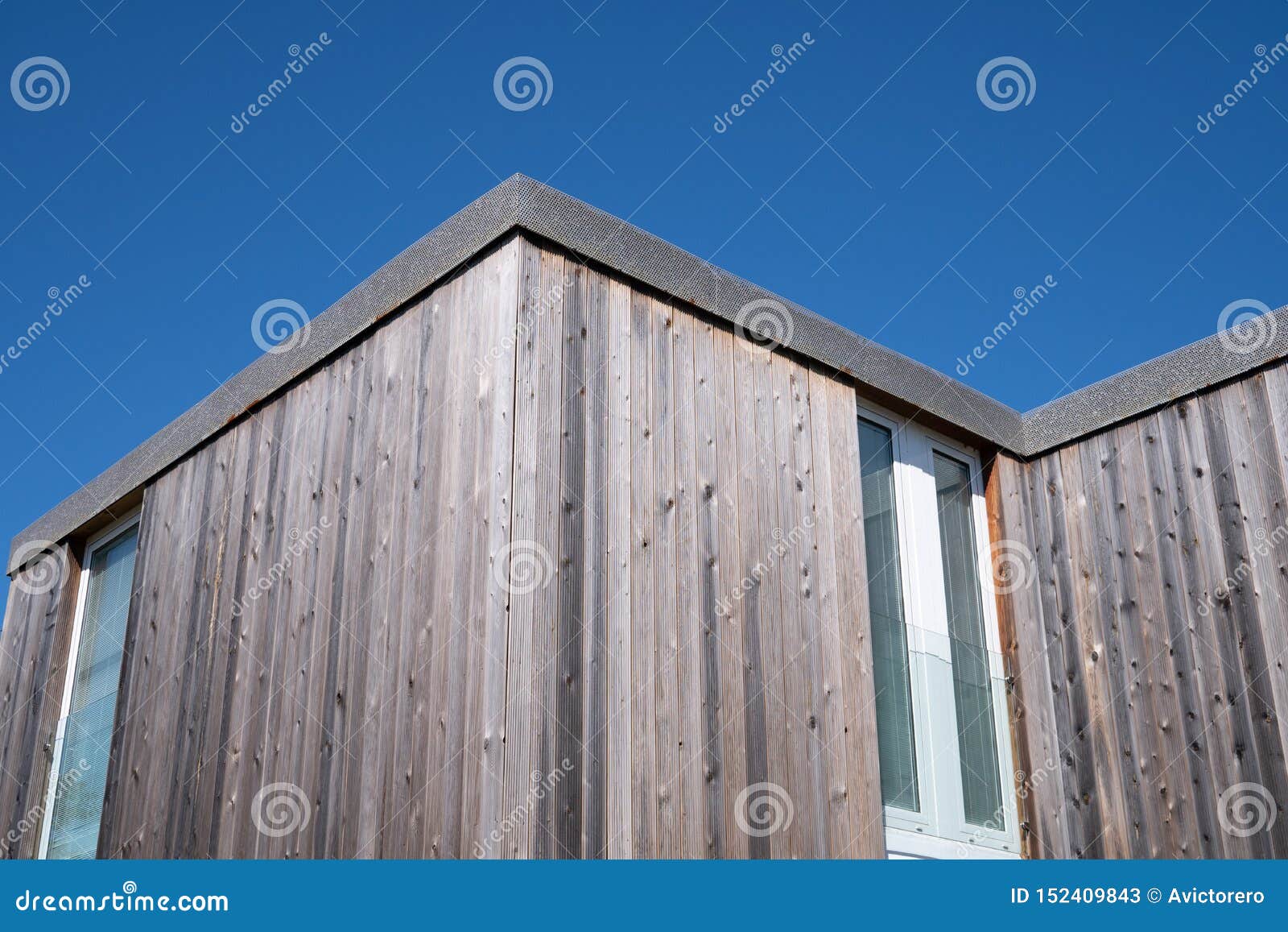 Modern House with Wood Cladding Stock Image - Image of homes ...