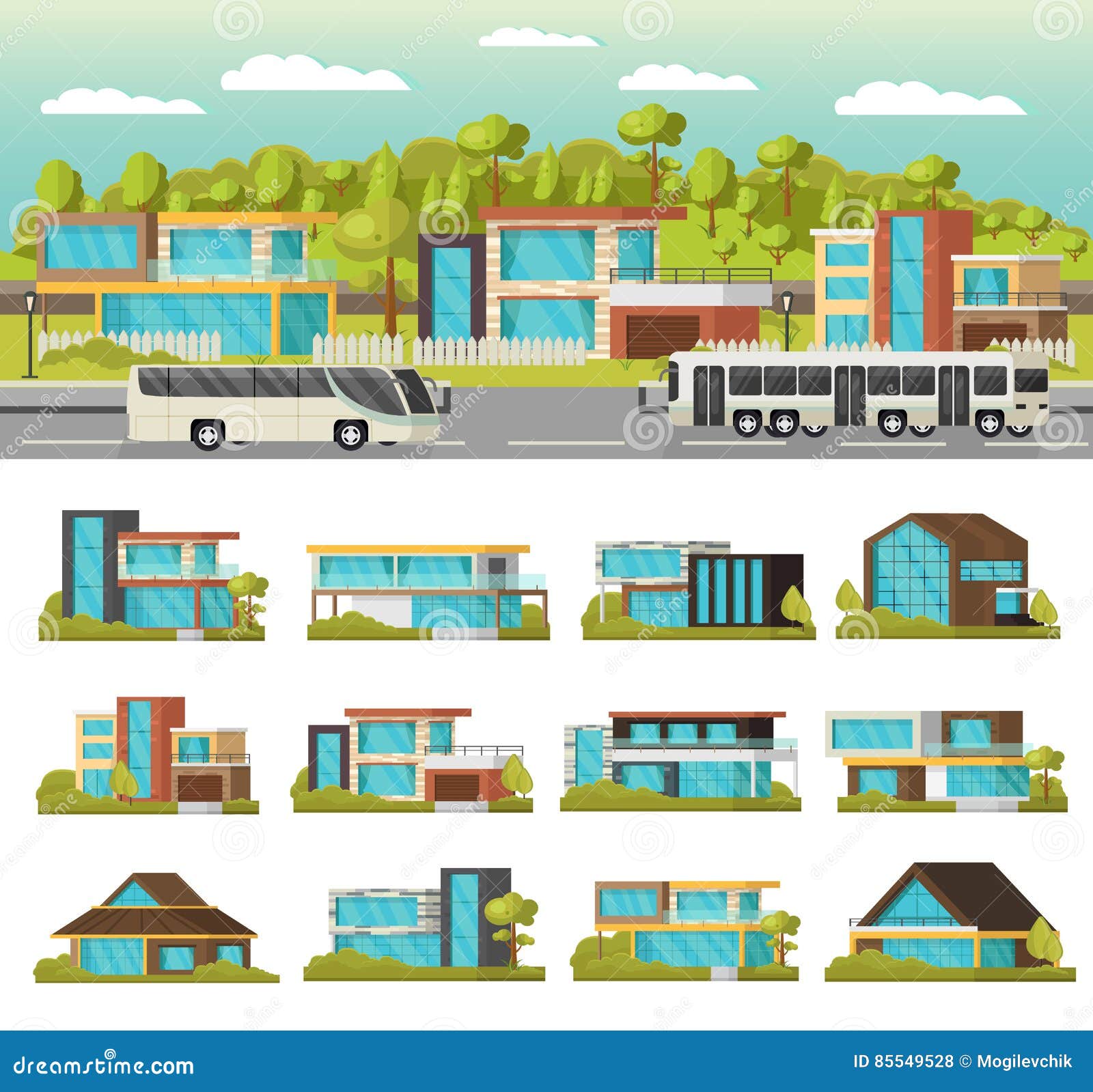 Modern Houses Composition stock vector. Illustration of architecture ...