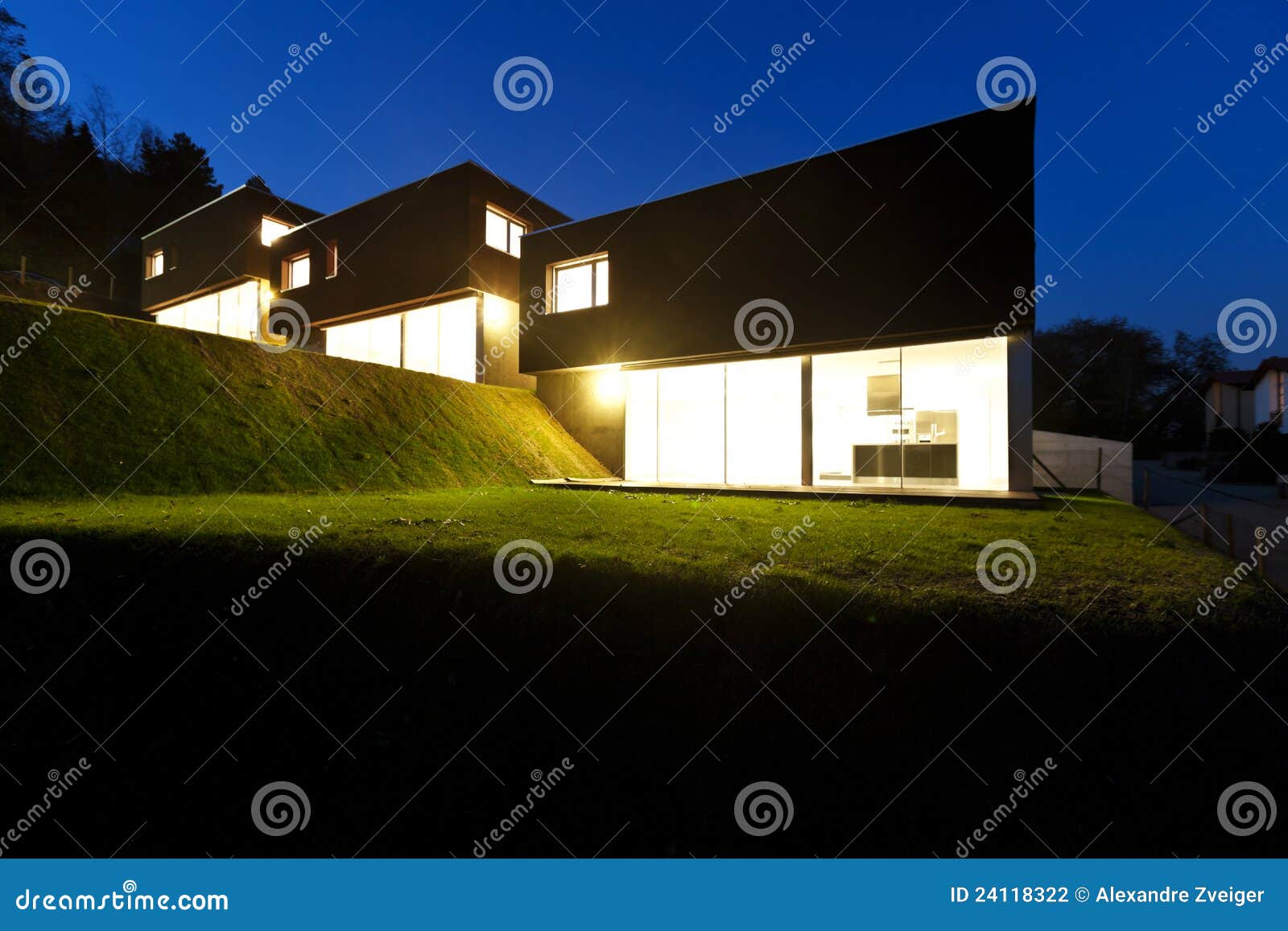 Modern Houses, Outdoor by Night Stock Photo - Image of outdoor, housing ...