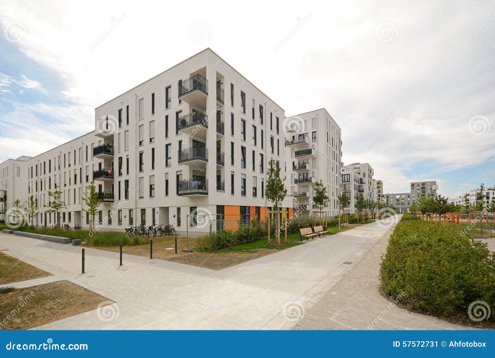 Modern housing in the city stock image. Image of construction - 57572731