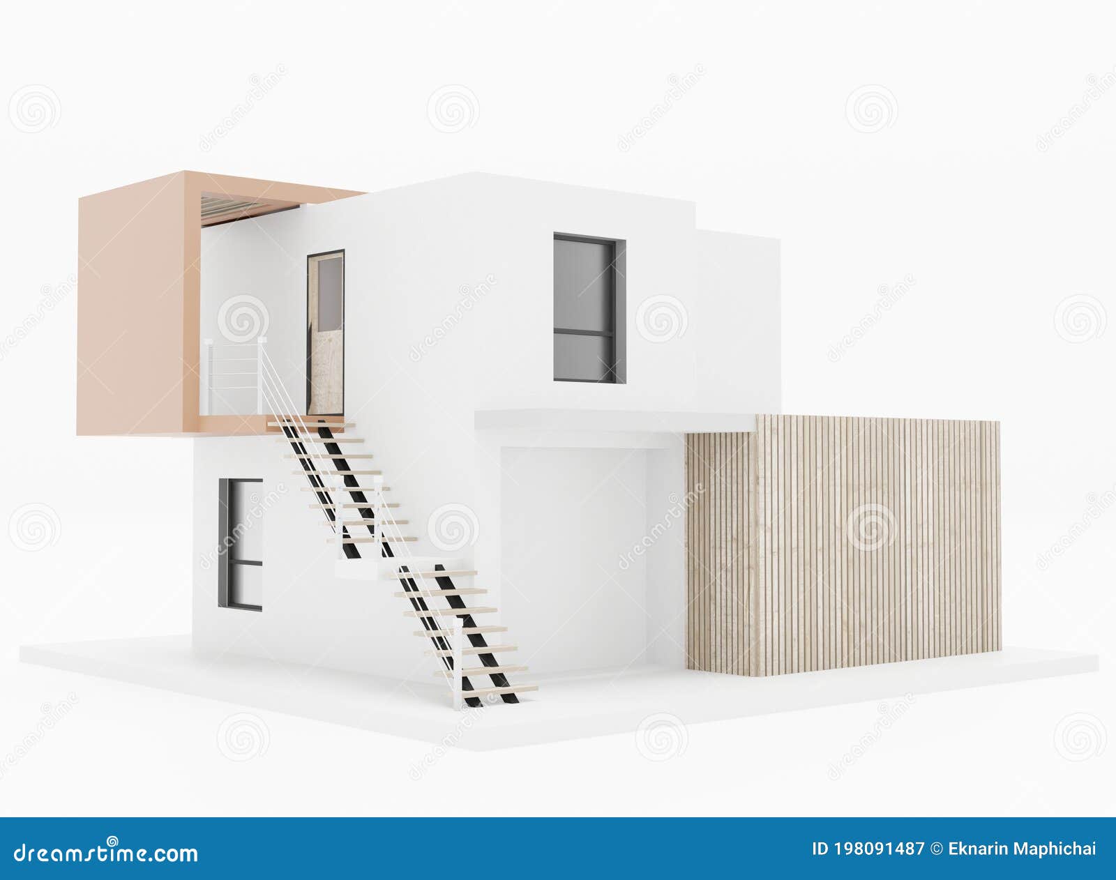 Modern Housing Colors Project 3D Render Stock Illustration ...