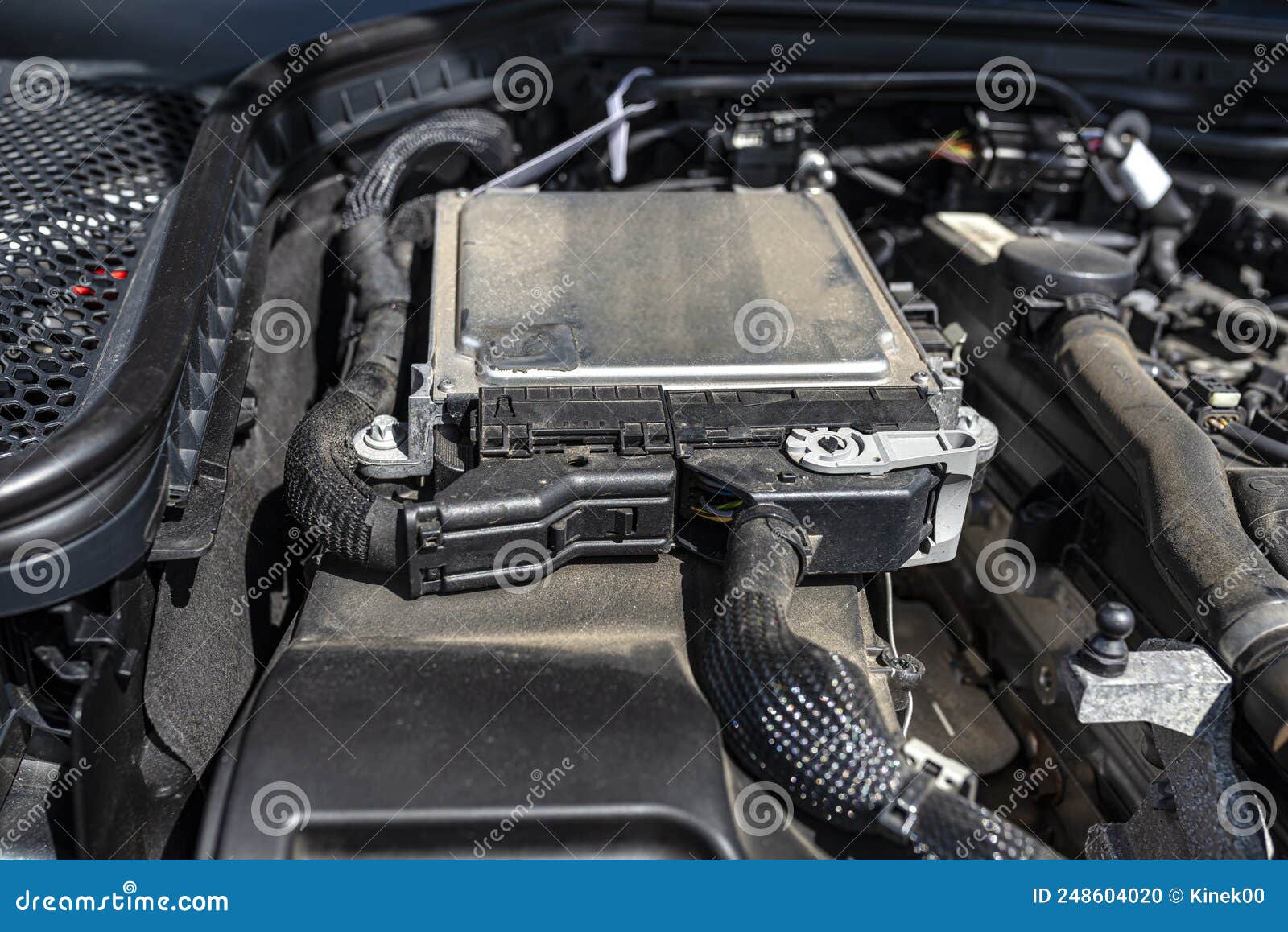 Modern 170hp Diesel Engine, Two Visible Plugs Connected To the Main ...