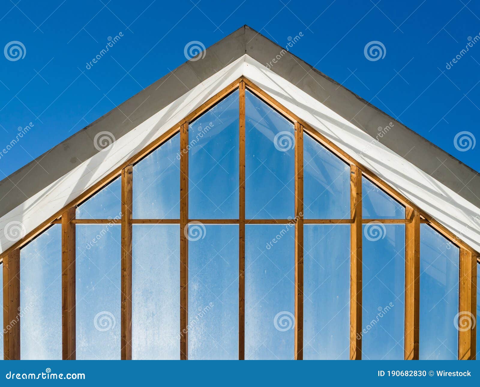 Modern, Huge Triangle, Glass Roof Under the Blue Sky Stock Photo ...