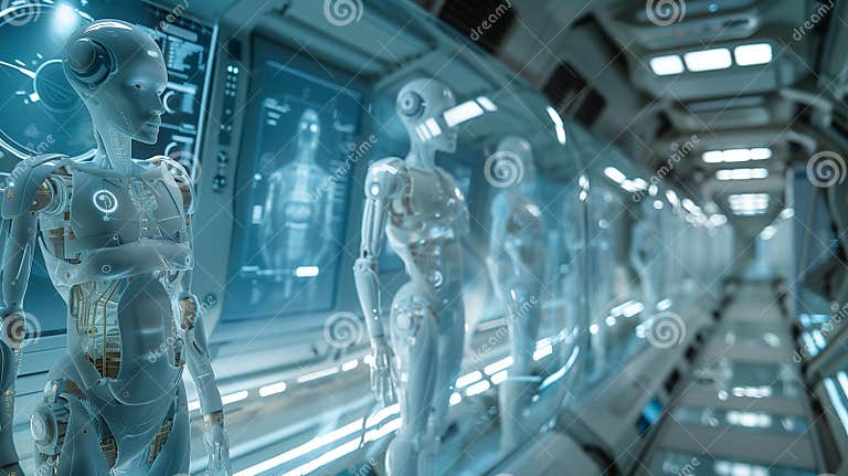 Modern Humanoid Androids in a High-tech Lab. AI Generated Stock ...