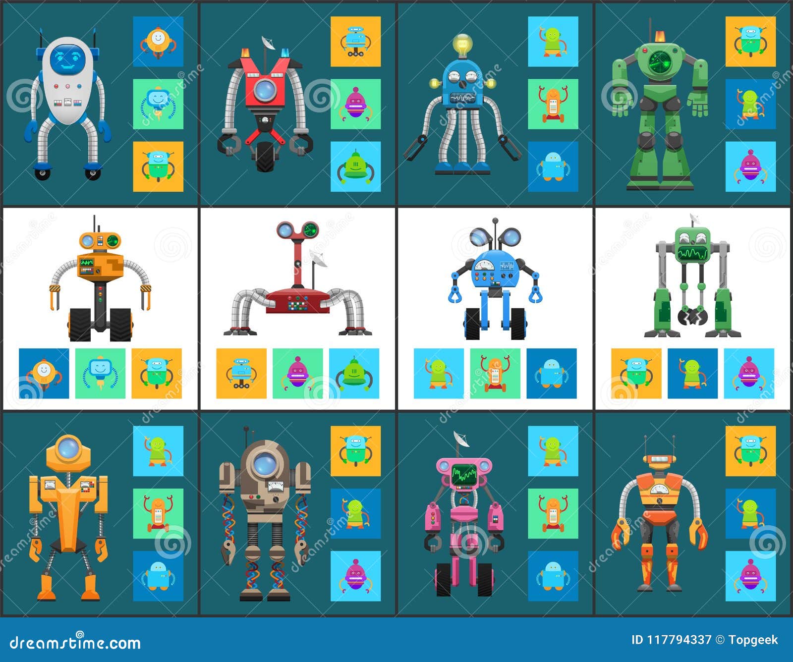 Modern Humanoid Robots Group Sitting At Desks In Classroom School ...