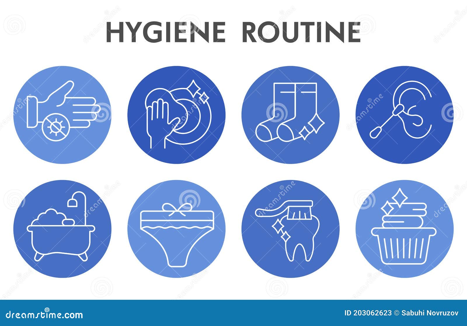 Modern Hygiene Routine Infographic Design Template with Icons. Morning ...