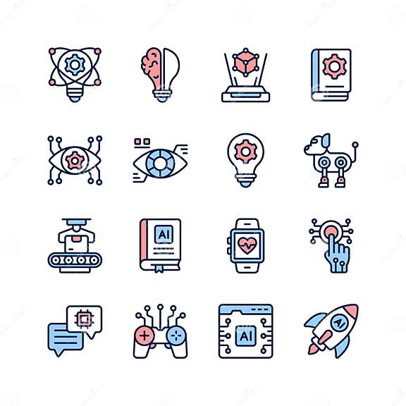 Modern Icons Depicting Various Aspects of Artificial Intelligence Stock ... Modern Icons Depicting Various Aspects of Artificial Intelligence Stock ...