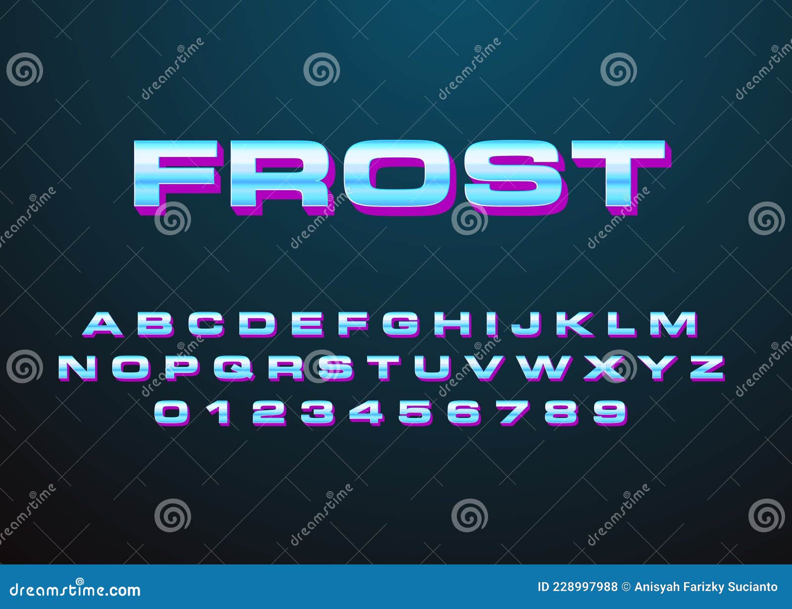 Modern Icy Look Text Style Effect Custom Font Alphabet and Number Stock ...