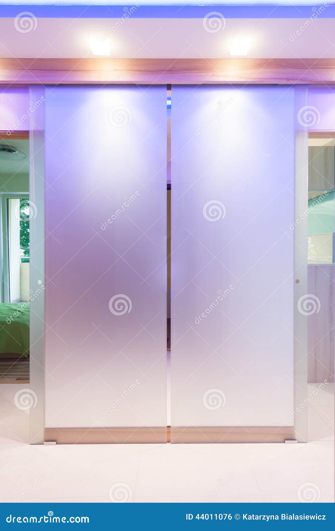 Modern illuminated door stock photo. Image of apartment - 44011076
