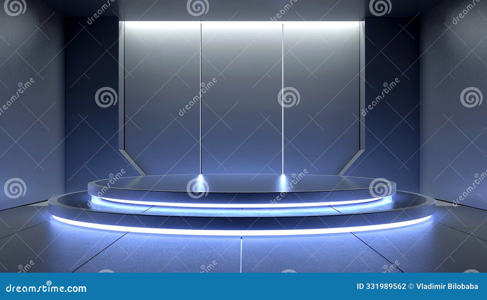 Modern Illuminated Stage Design in a Minimalist Setting at Night Stock ...