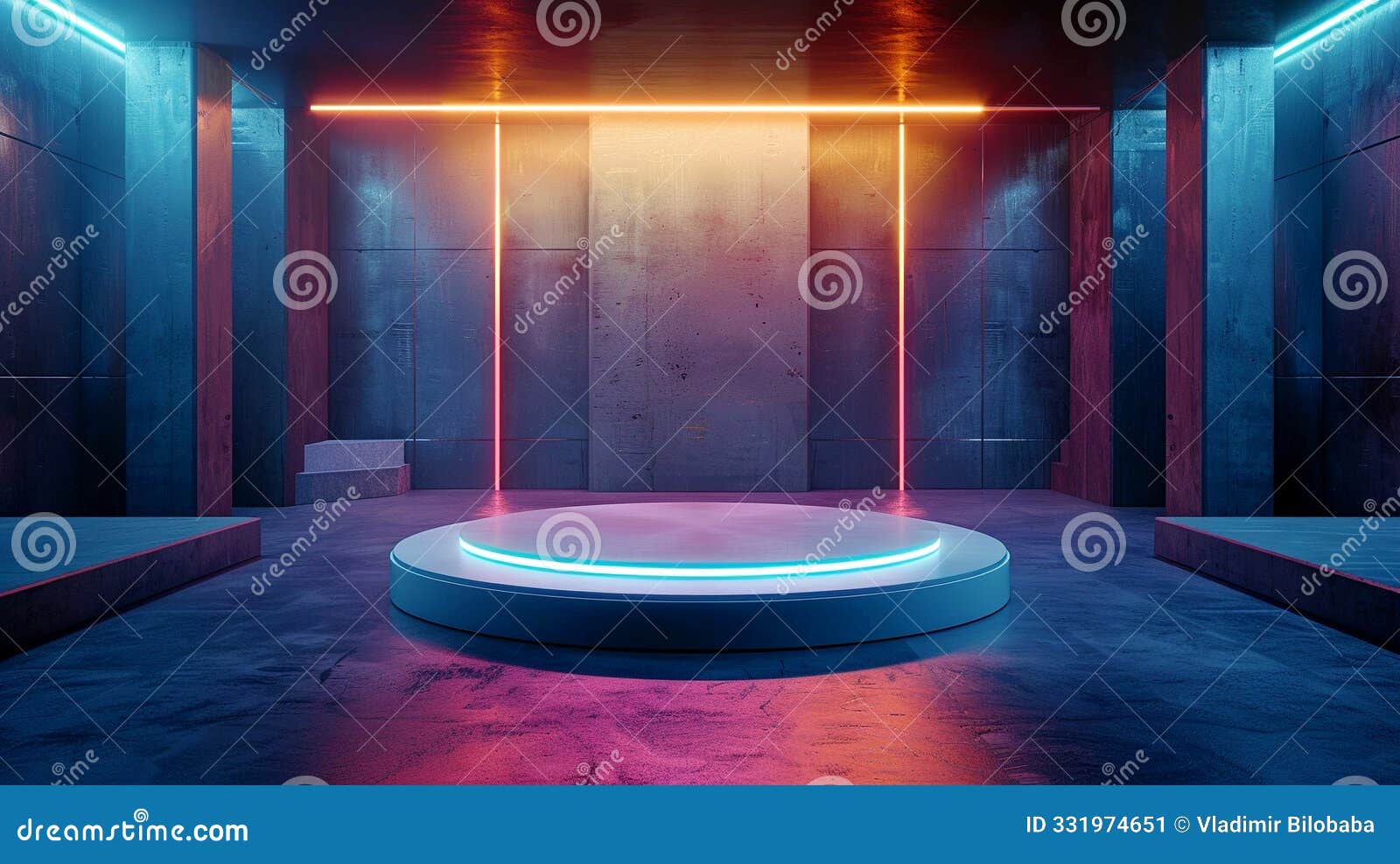 Modern Illuminated Stage Setup in an Underground Venue at Night Stock ...