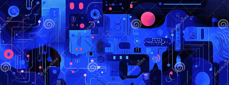 A Modern Illustration of Abstract Technology in Line Art Style. Stock ...