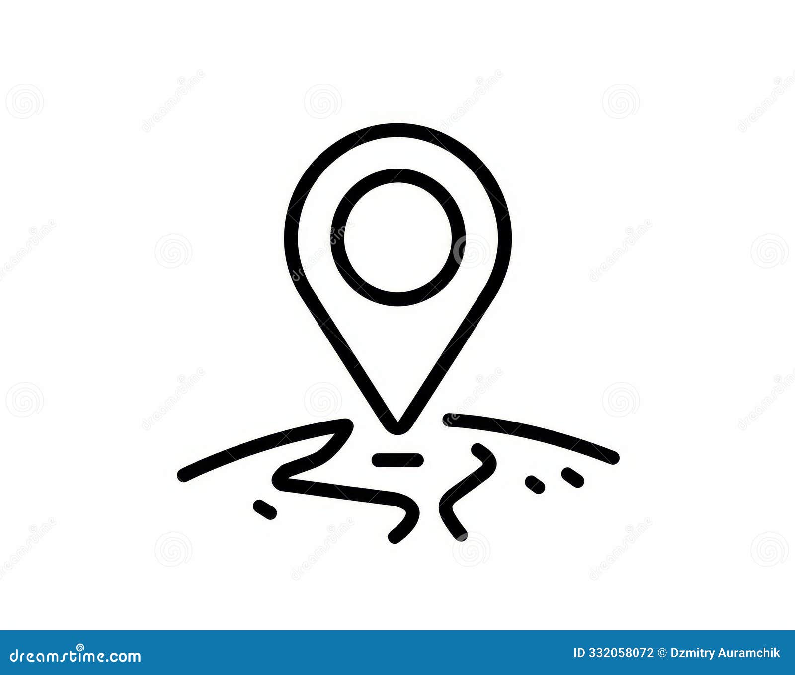 Modern Illustration of a Continuous One-line Map Pin Pointer. Editable ...