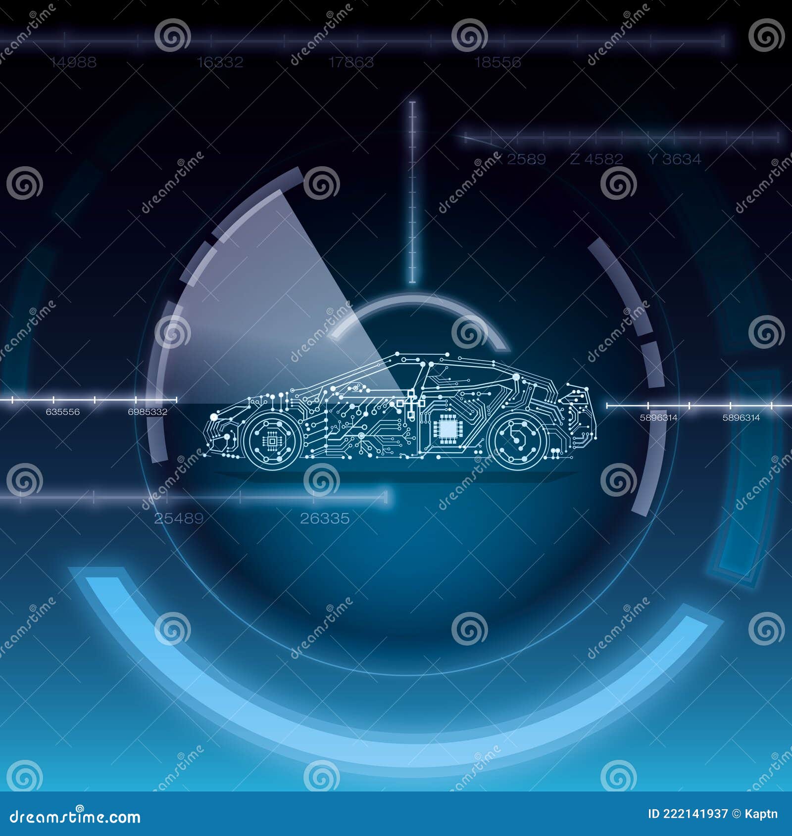 Modern Illustration E-car Modern Electric Vehicle is Autonomous Driving ...