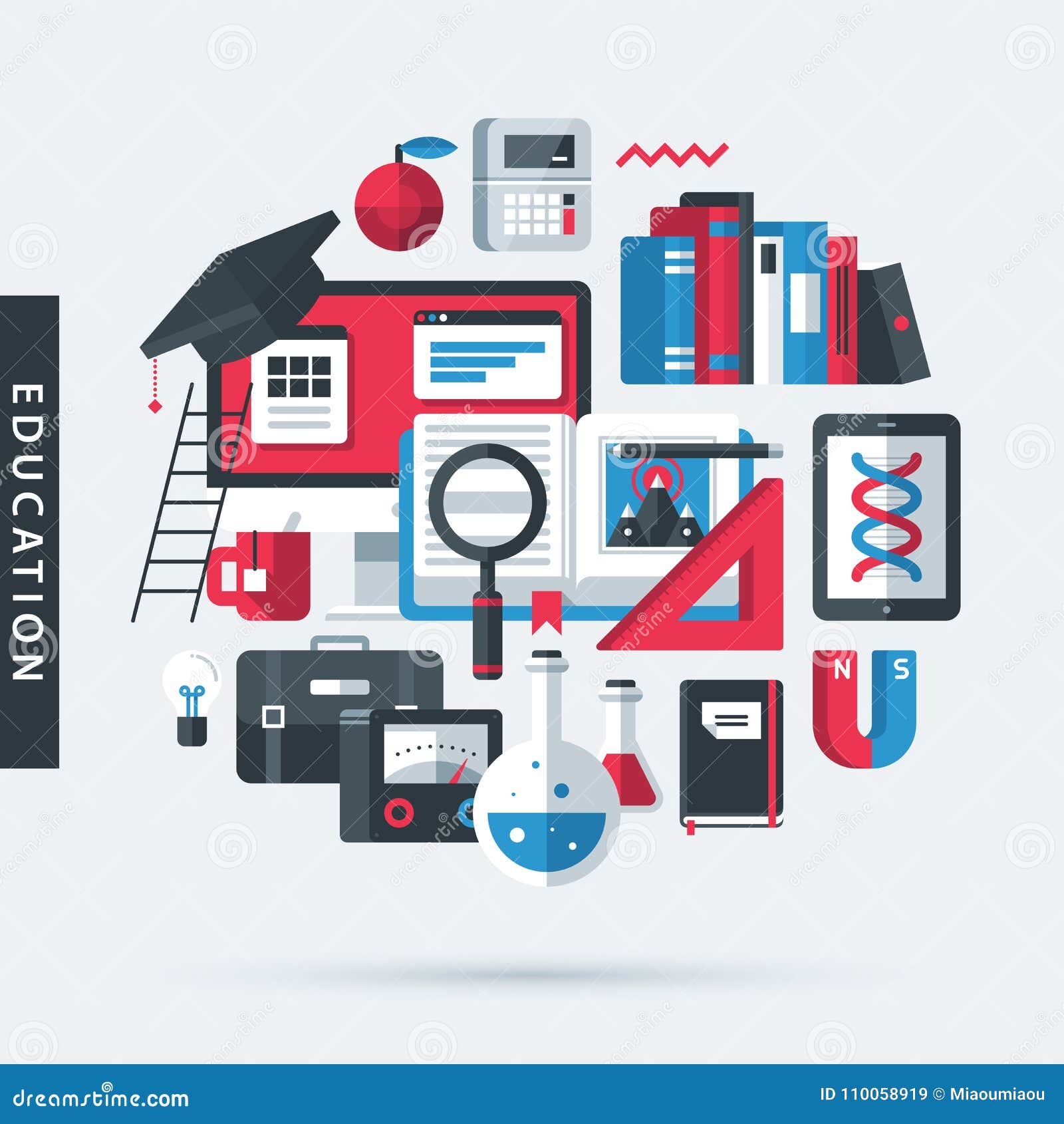 Modern Illustration about Education in Flat Design Style. Text Books ...