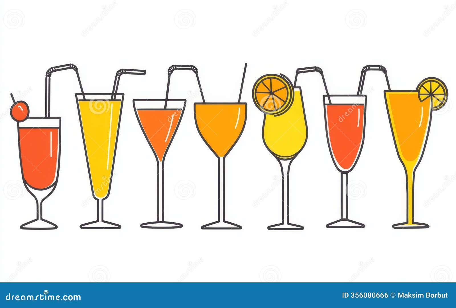 Modern Illustration of Exotic Cocktail Drinks As a Continuous Line ...