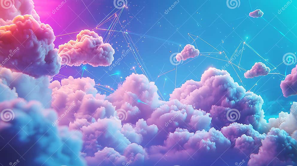 A Modern Illustration Featuring Multiple Clouds, Including 2D and 3D Clouds, Illustrating Multi ...