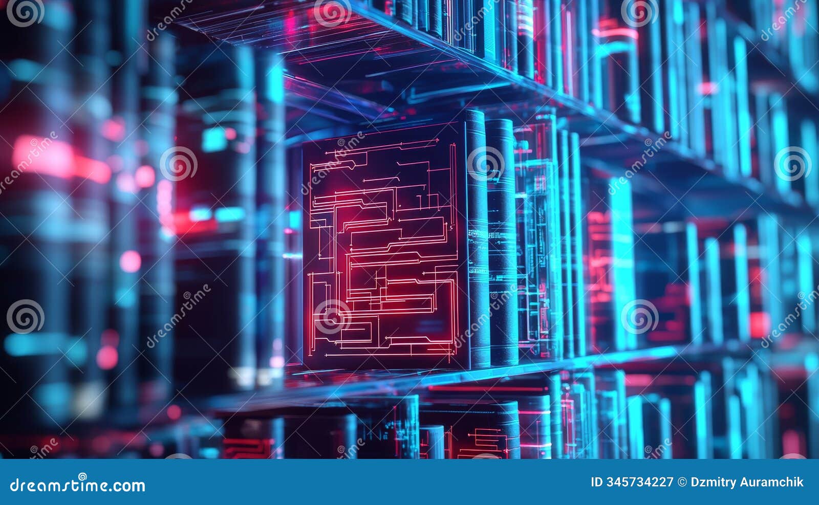 Modern Illustration of a Futuristic Projection of a Stack of Books ...