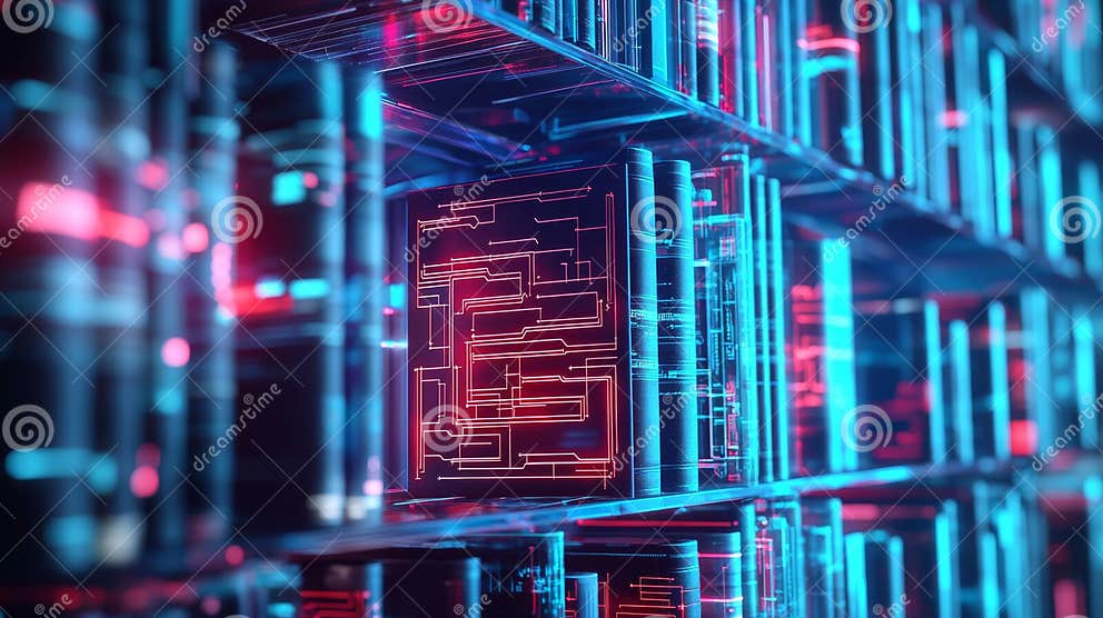 Modern Illustration of a Futuristic Projection of a Stack of Books ...