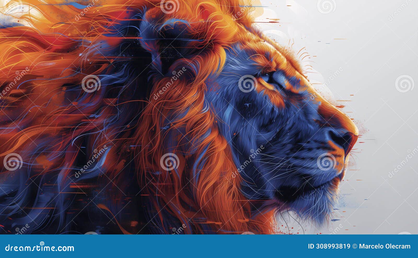 Modern Illustration of a Lion. Design with Elements and Traits of Urban ...