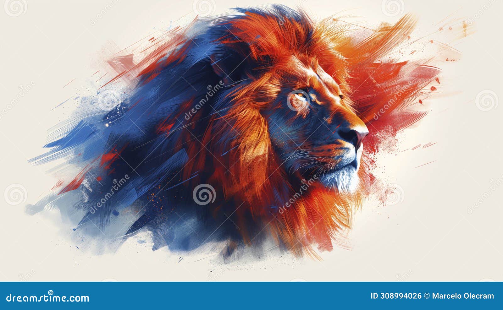 Modern Illustration of a Lion. Design with Elements and Traits of Urban ...