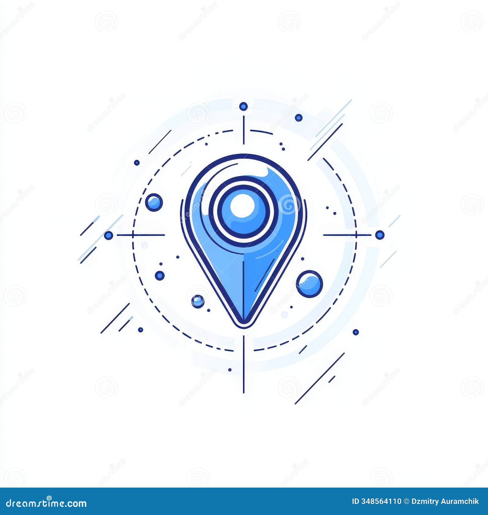 A Modern Illustration of a Location Map, Drawn in a Doodle Style with a ...