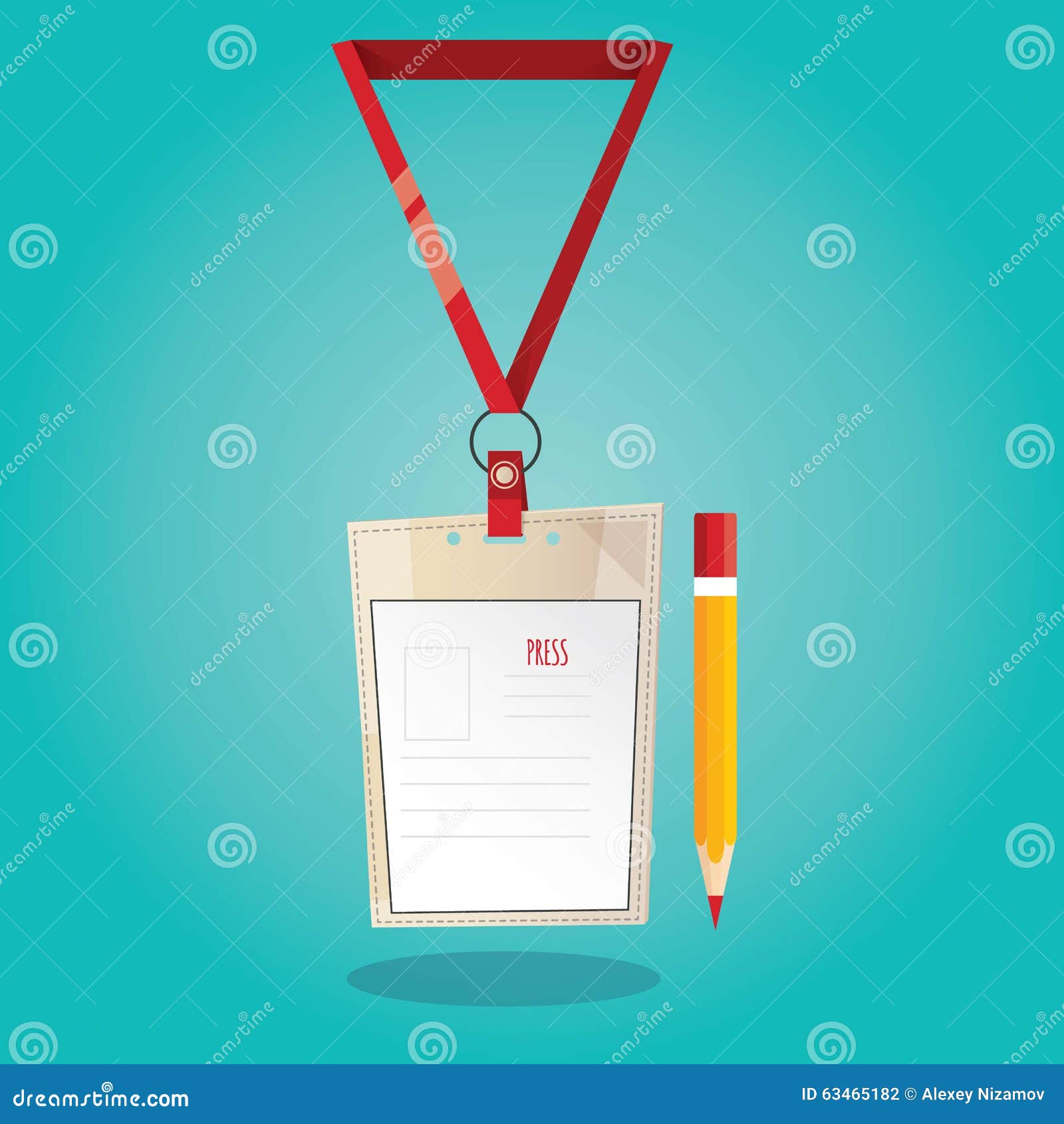 Modern Illustration of Press Card on Blue Background Stock Illustration ...