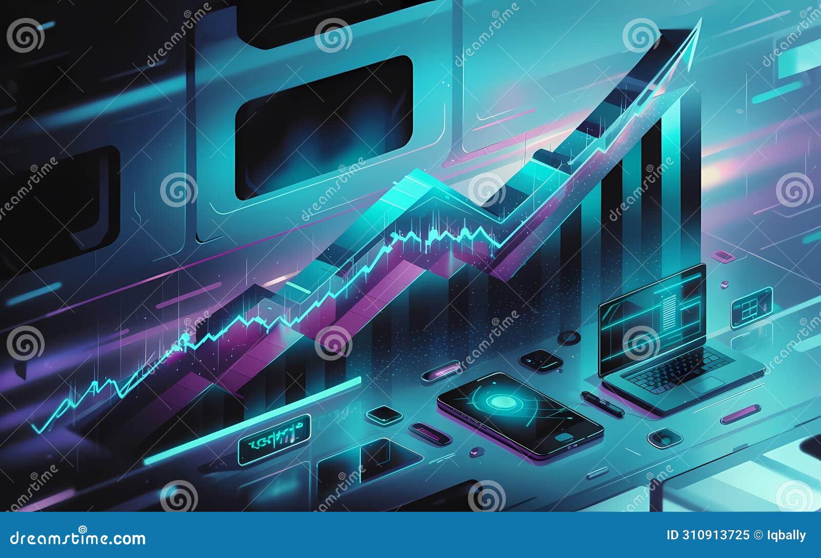 A Modern Illustration of a Rising Business Graph Chart, with a ...