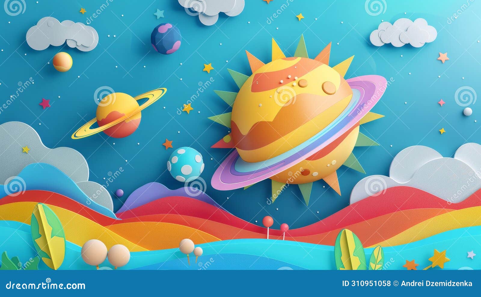 Modern Illustration of a Solar System Style Paper Background Stock ...