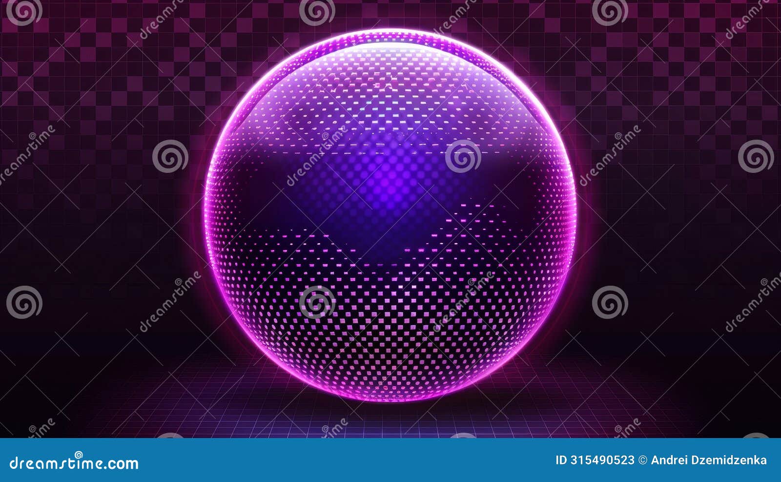 Modern Illustration with Sphere Shield, Hexagon Grid and Safety Energy ...