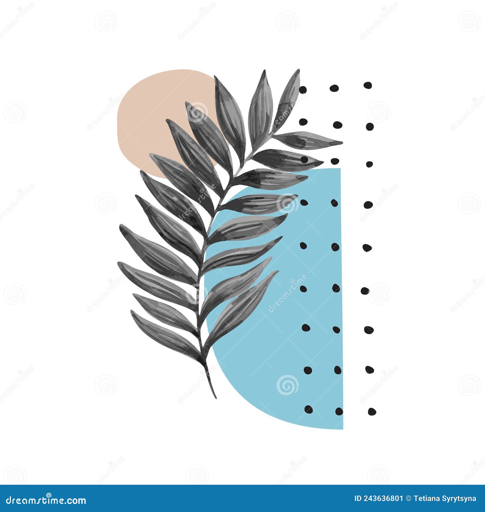 Modern Illustration: Tropical Palm Leaf, Geometry Elements for Minimal ...