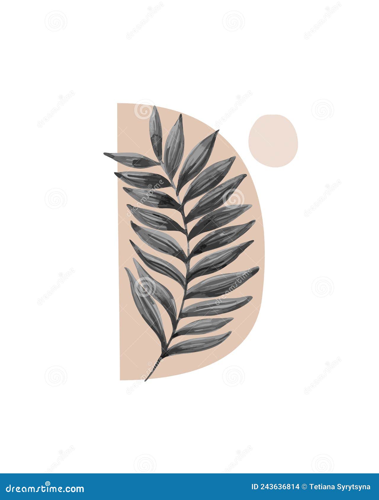 Modern Illustration: Tropical Palm Leaf, Geometry Elements for Minimal ...